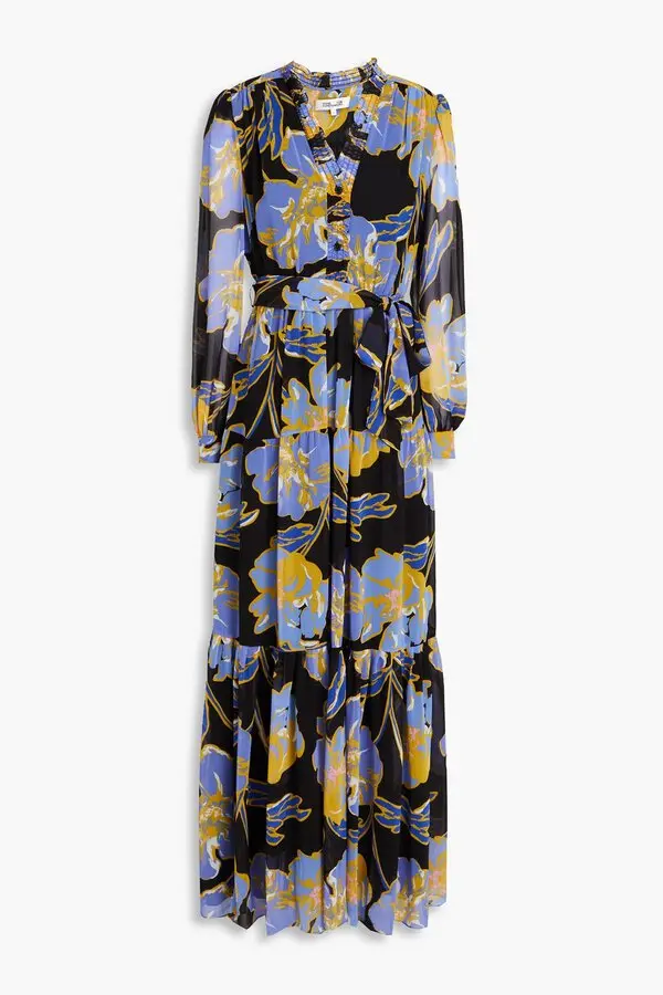 Diane Von Furstenberg Olenna Floral-print Maxi Dress - Light Blue