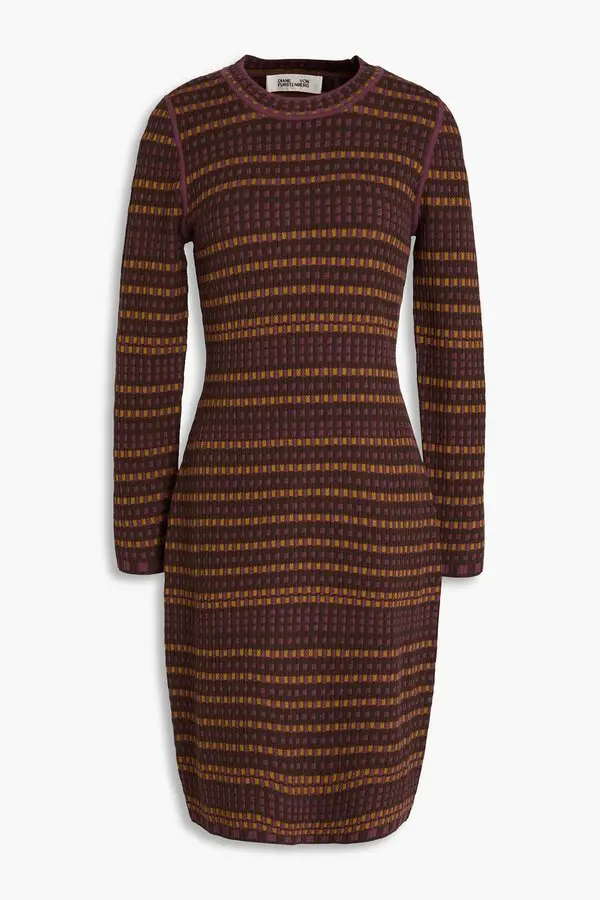 Diane Von Furstenberg Checked Jacquard-knit Mini Dress