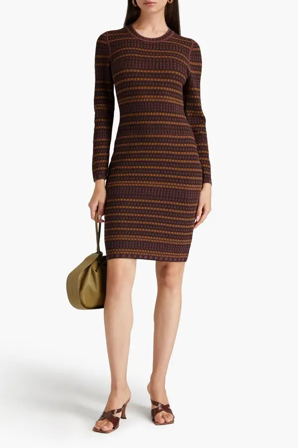Diane Von Furstenberg Checked Jacquard-knit Mini Dress