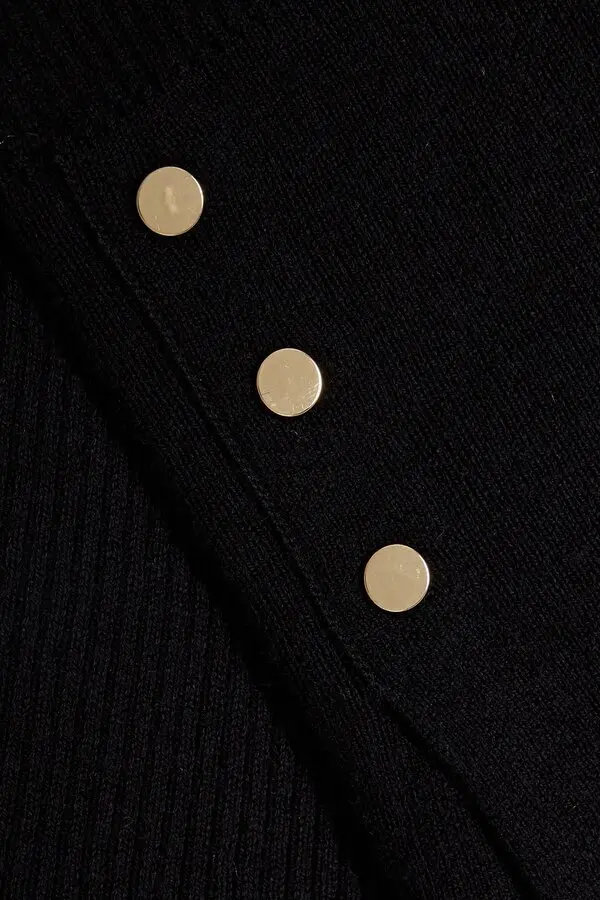 Derek Lam 10 Crosby Button-embellished Ribbed-knit Turtleneck Sweater