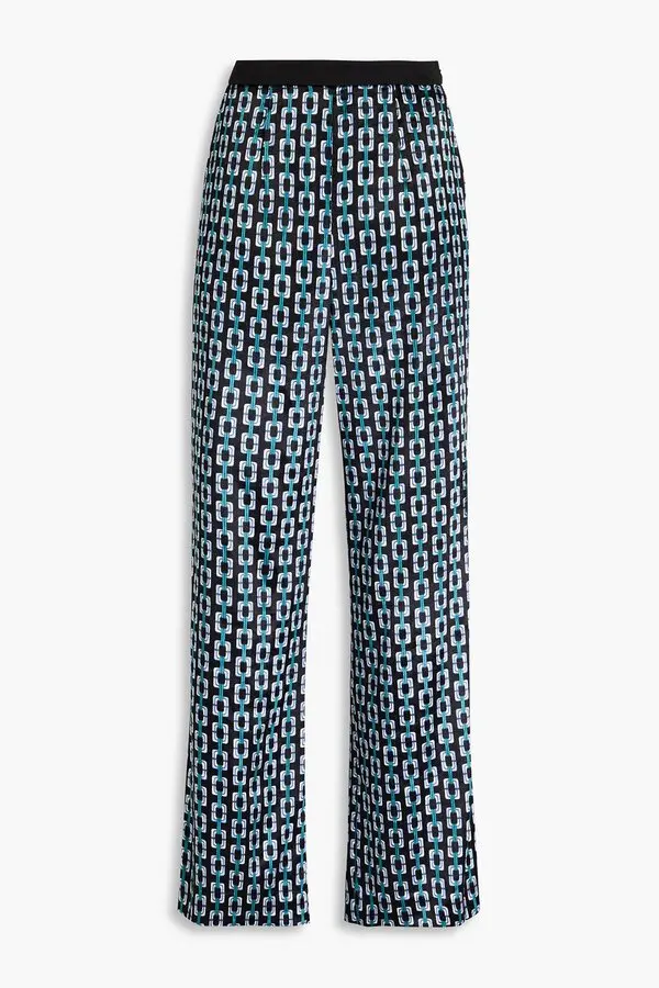 Diane Von Furstenberg Printed Velvet Straight-leg Pants