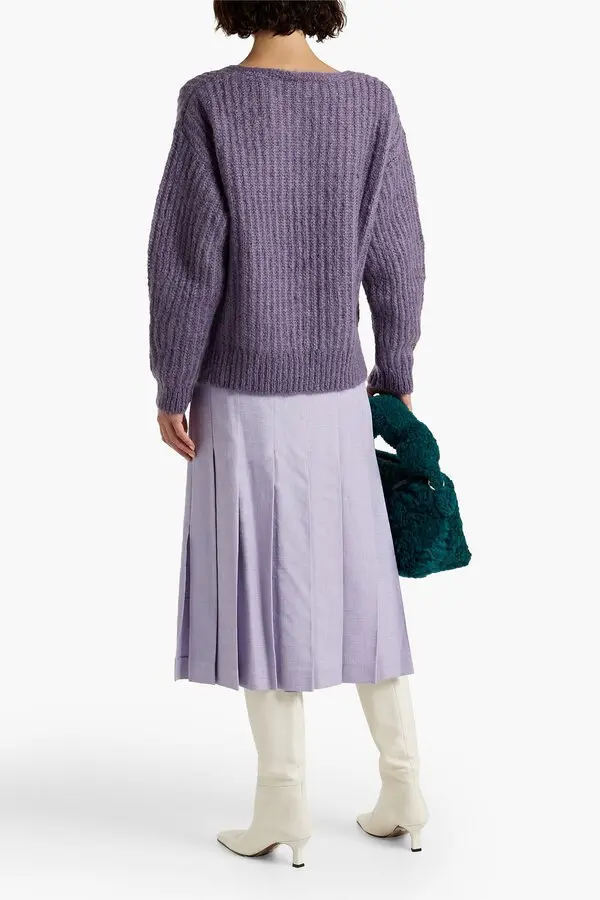 LUISA CERANO Brushed Ribbed Mohair-blend Sweater