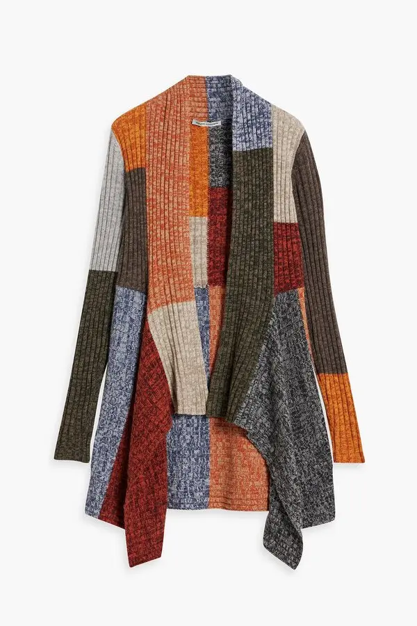 Autumn Cashmere Patchwork Ribbed-knit Cardigan