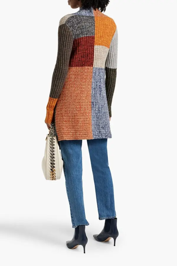 Autumn Cashmere Patchwork Ribbed-knit Cardigan