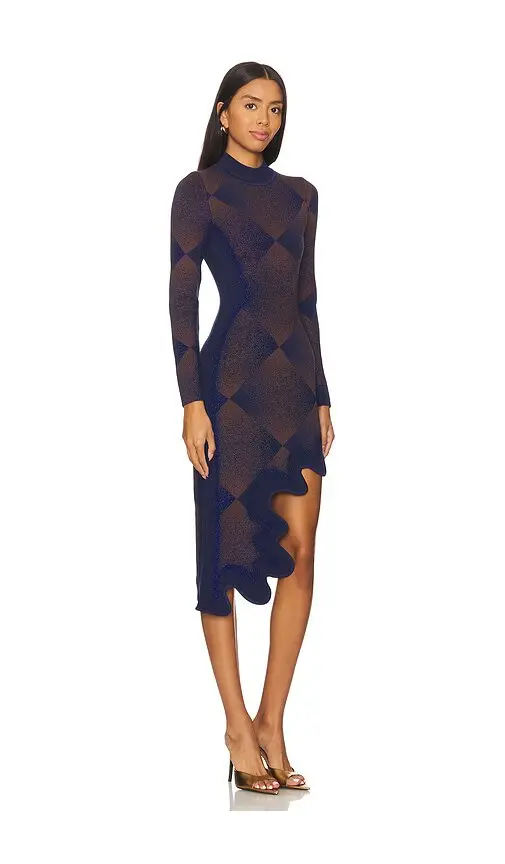 Ph5 Dobby Long Sleeve Wavy Plaid Dress In Electric Blue - 30% Off |  Editorialist