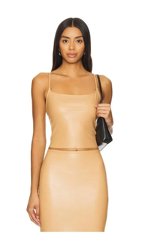 Commando Faux Leather Cami Crop Top In Camel - 30% Off | Editorialist