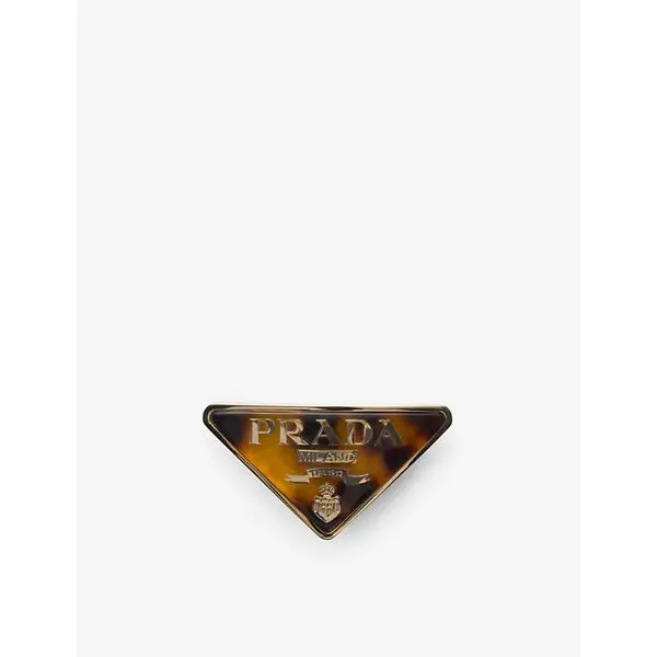 Prada Triangle Logo Metal Hair Clip - Neutral