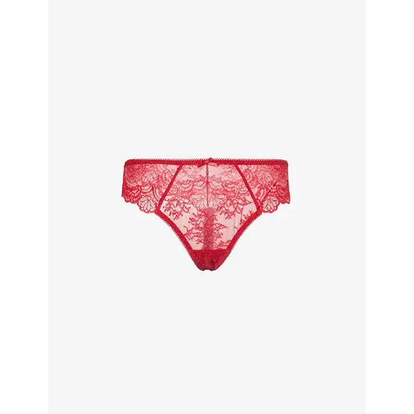 AUBADE Danse Des Sens Mid-rise Stretch-lace Thong - Irresistible Red