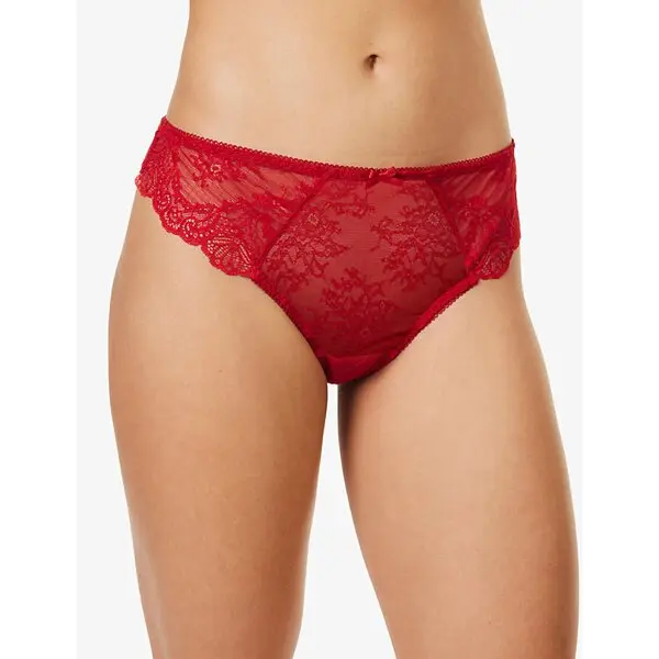 AUBADE Danse Des Sens Mid-rise Stretch-lace Thong - Irresistible Red