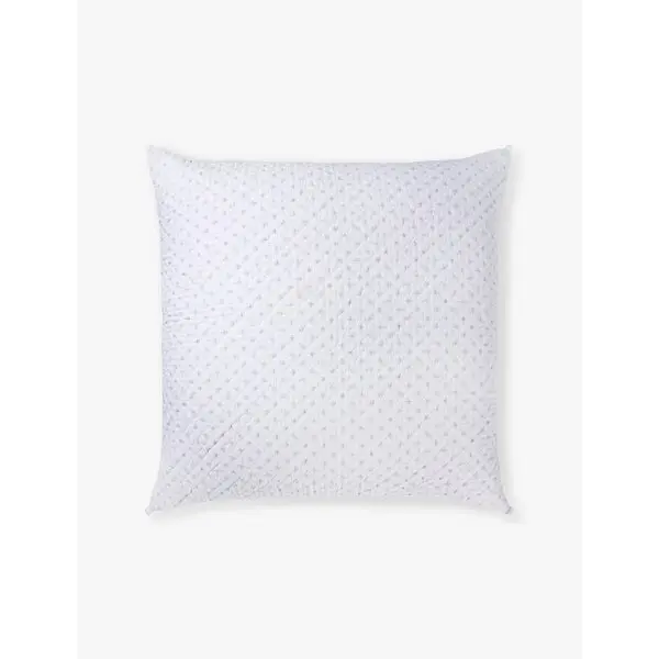 THE WHITE COMPANY Brittany Dot-print Large Cotton Cushion 60cm X 60cm - White/grey
