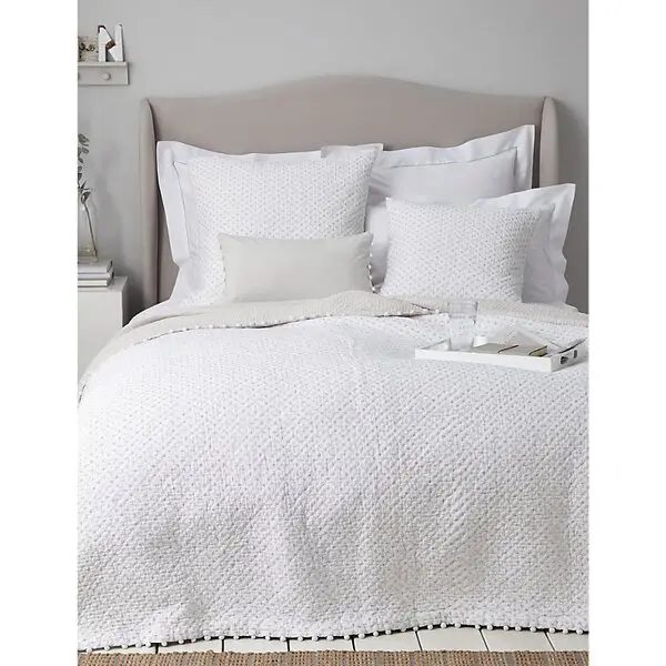 THE WHITE COMPANY Brittany Dot-print Large Cotton Cushion 60cm X 60cm