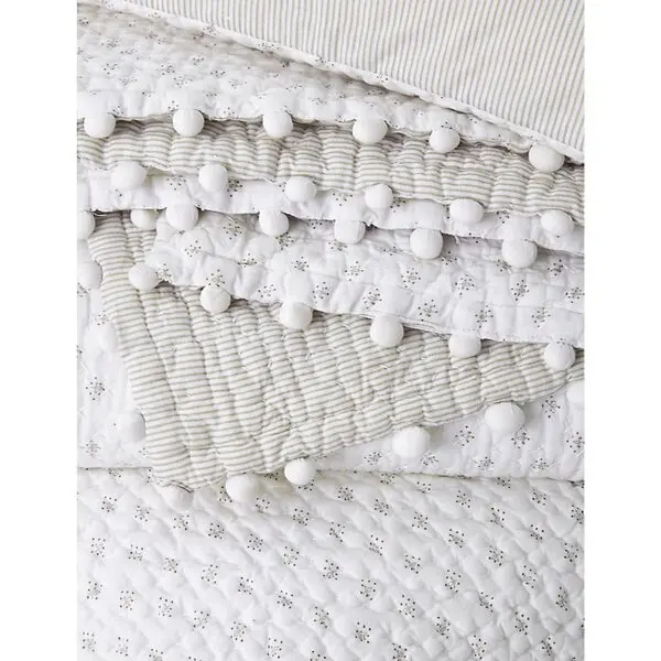THE WHITE COMPANY Brittany Dot-print Large Cotton Cushion 60cm X 60cm