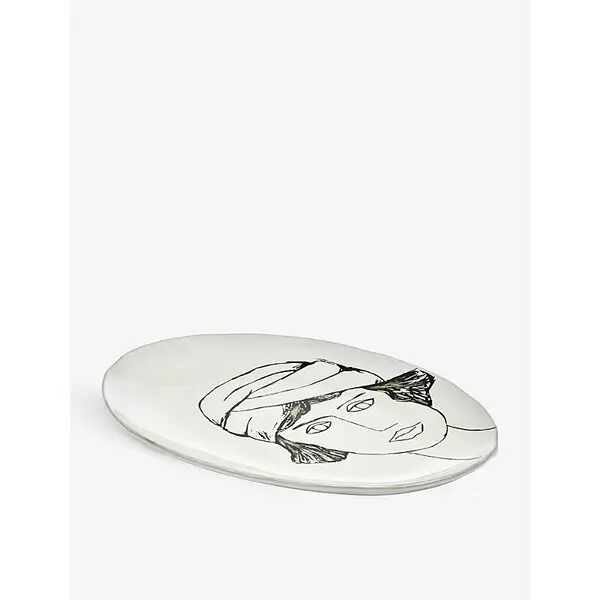 SERAX La Mère Graphic-print Oval Stoneware Plate 37.5cm X 27.5cm - White