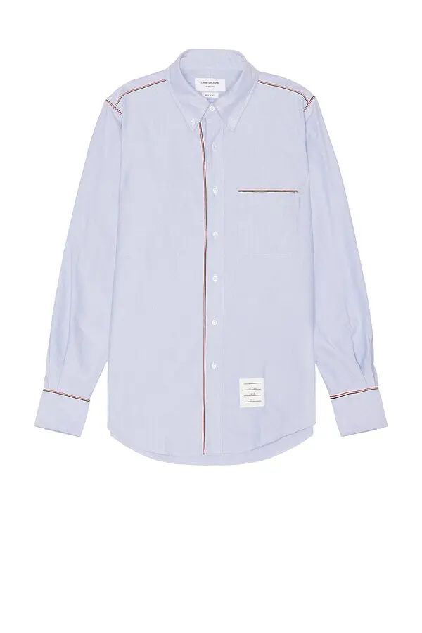 Thom Browne Straight Fit Button Down Long Sleeve Shirt