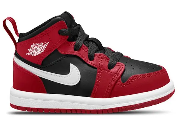 JORDAN 1 Mid Sneakers - Black/gym Red/white