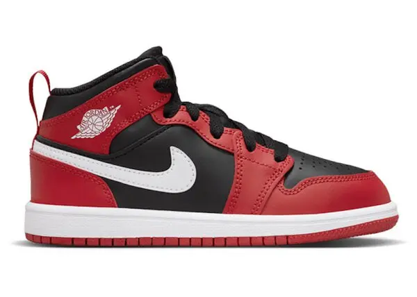 JORDAN 1 Mid Sneakers - Black/gym Red/white
