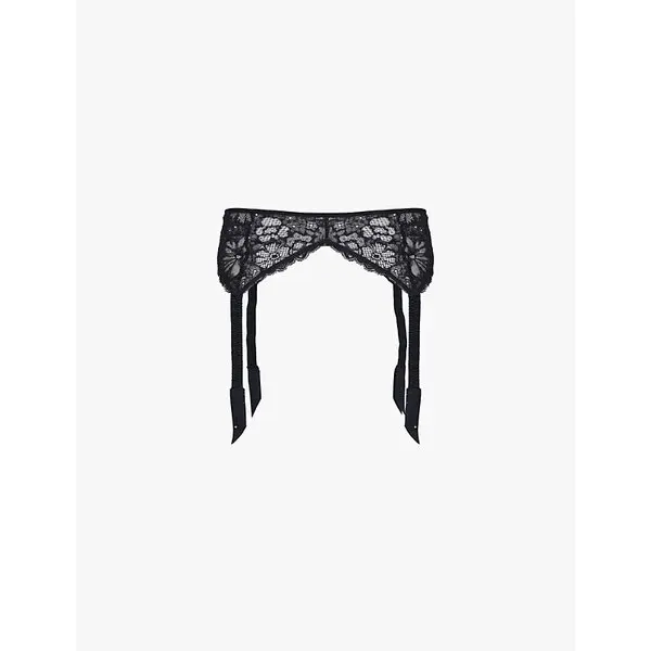 Savage X Fenty Stretch-Lace Garter Belt - Caviar | Editorialist