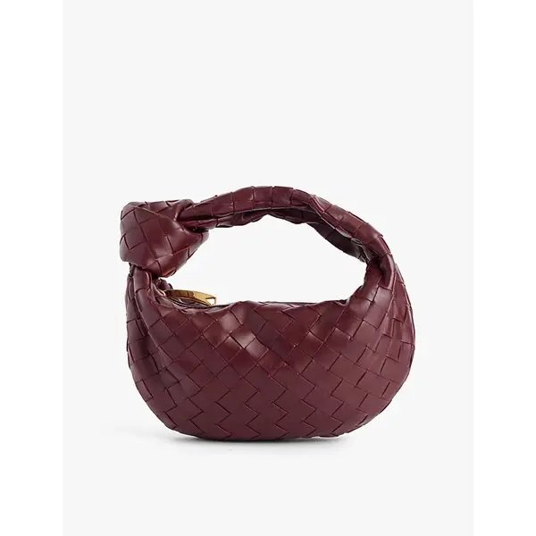 Bottega Veneta Mini Jodie Leather Hobo Bag - Barolo-gold