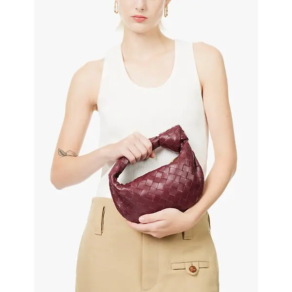 Bottega Veneta Mini Jodie Leather Hobo Bag - Barolo-gold