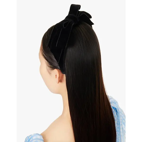 Jennifer Behr Rochel Bow-Top Velvet Headband In Black - 42  display picture 2