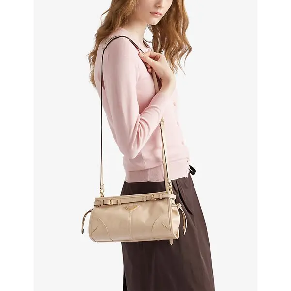 Prada Brand-plaque Leather Shoulder Bag - Neutral