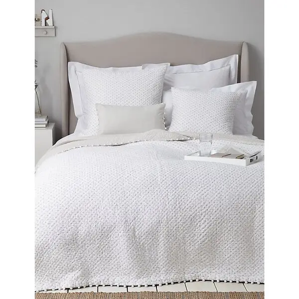 THE WHITE COMPANY Brittany Dot-print Medium Cotton Cushion 50cm X 50cm