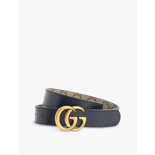 Gucci Monogram Leather Belt - Beige | Editorialist
