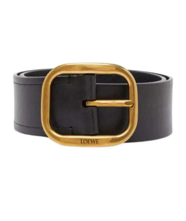 Loewe Rounded Leather Belt - Black/vintage Brass