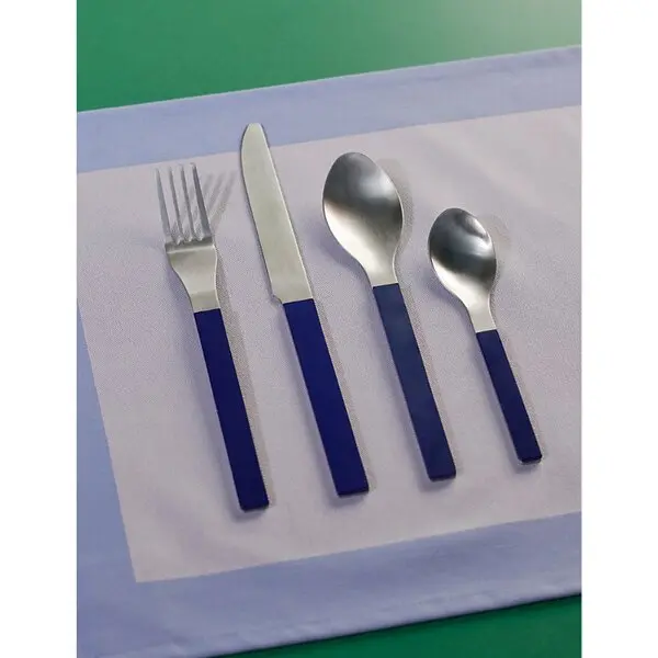 HAY Mvs Square-handle Stainless-steel Cutlery Set - Dark Blue