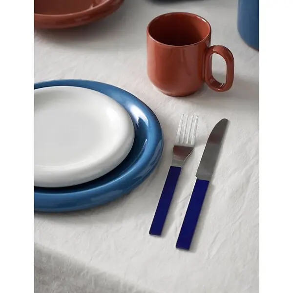 HAY Mvs Square-handle Stainless-steel Cutlery Set - Dark Blue