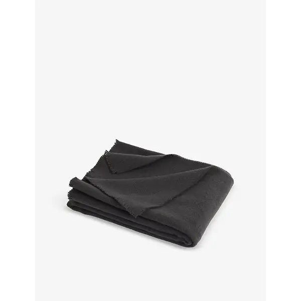 HAY Mono Frayed-edge Wool Blanket 180cm X 130cm - Charcoal
