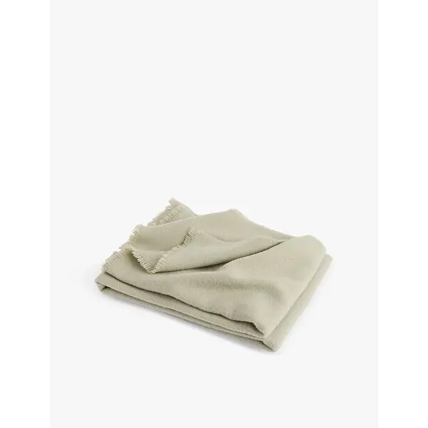HAY Mono Frayed-edge Wool Blanket 180cm X 130cm - Green