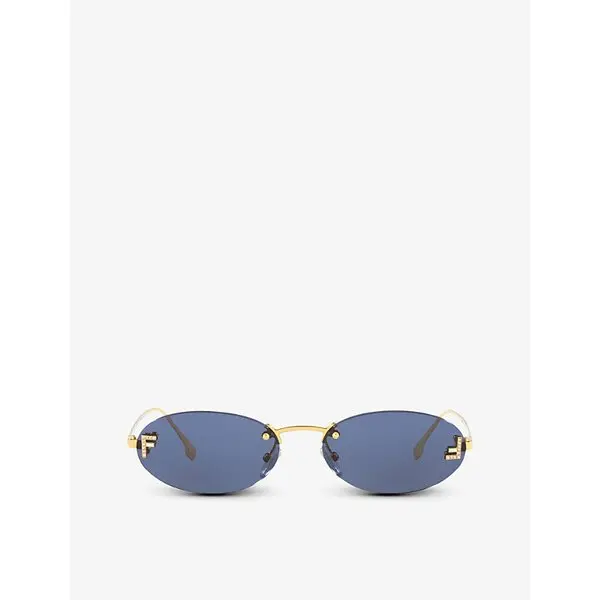 Fendi Fe4075us Oval-frame Sunglasses - Gold