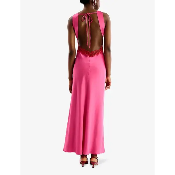 OMNES Aurelia Lace-embroidered Maxi Dress - Cerise