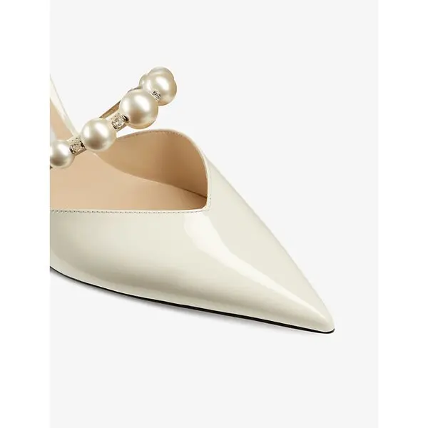 JIMMY CHOO Aurelie 85 Patent-leather Courts - Latte/white