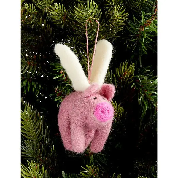 SELFRIDGES EDIT Flying Pig Wool Christmas Decoration 6cm
