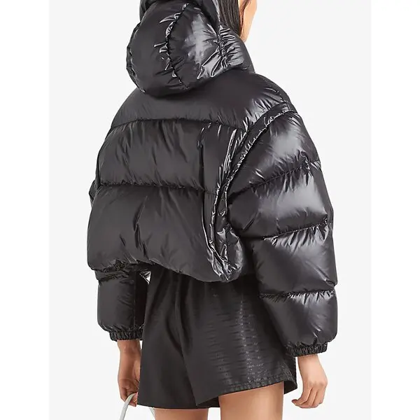 Prada Logo-plaque Padded Cropped Shell-down Jacket