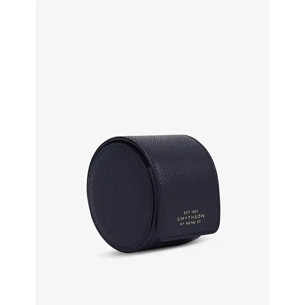 Smythson Panama Leather Watch Roll Navy Editorialist