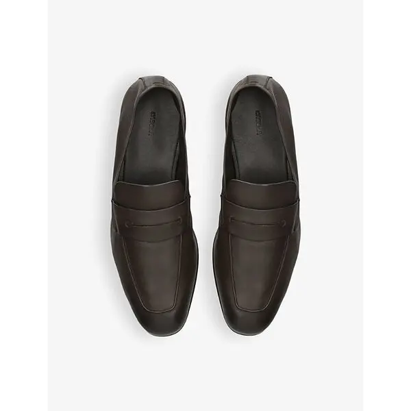 Zegna Leather Penny Loafers With Almond Toe - Dark Brown