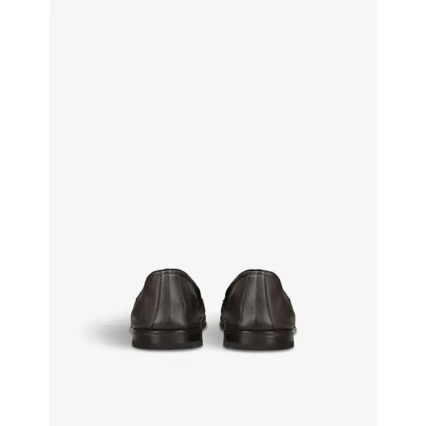 Zegna Leather Penny Loafers With Almond Toe - Dark Brown
