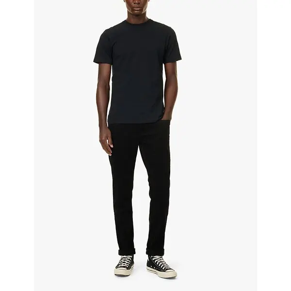 FRAME Crewneck Ribbed-trim Regular-fit Cotton-jersey T-shirt