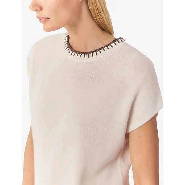THE WHITE COMPANY Embroidered-stitch Sleeveless Knitted Top