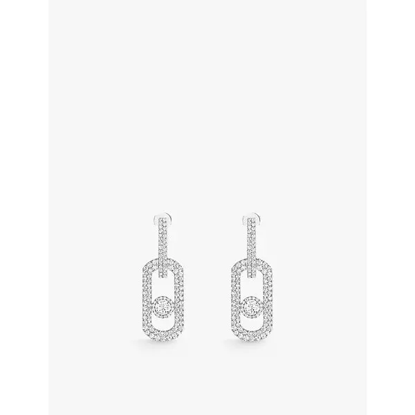 Messika So Move Xl Pavé 18ct Yellow-gold Diamond Drop Earrings - White Gold