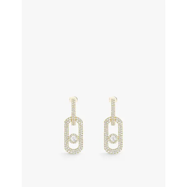 Messika So Move Xl Pavé 18ct Yellow-gold Diamond Drop Earrings - Yellow Gold