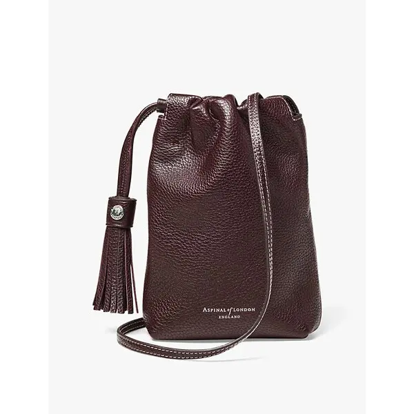 ASPINAL OF LONDON Soho Leather Pouch With Drawstring Closure - Wine