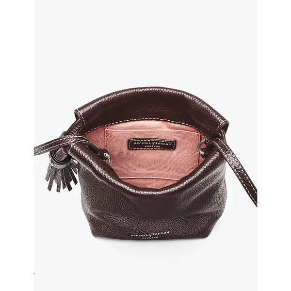 ASPINAL OF LONDON Soho Leather Pouch With Drawstring Closure - Wine