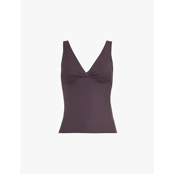 TALA Dayflex Support V-neck Stretch-nylon Top - Cool Espresso