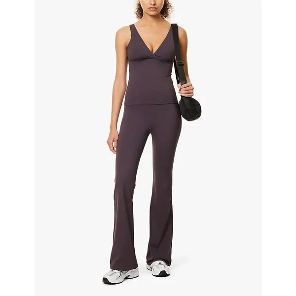 TALA Dayflex Support V-neck Stretch-nylon Top - Cool Espresso