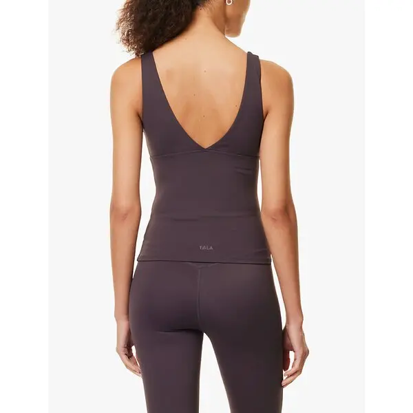 TALA Dayflex Support V-neck Stretch-nylon Top - Cool Espresso