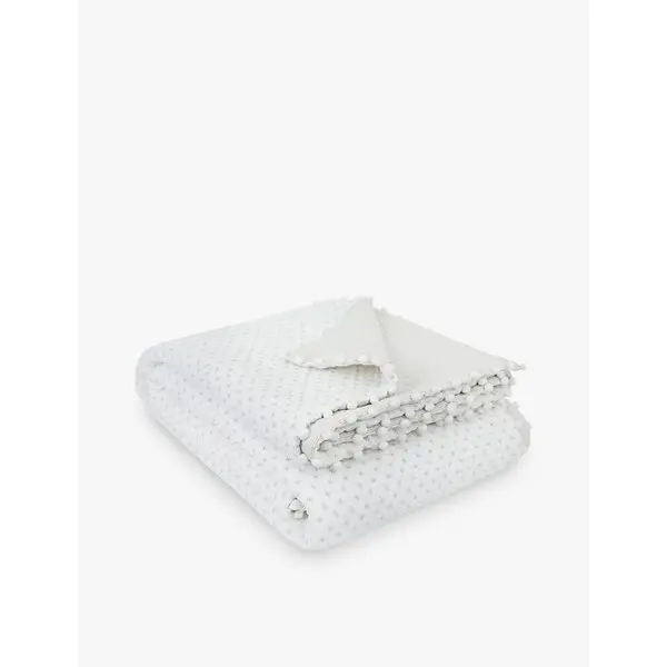 THE WHITE COMPANY Brittany Quilts Pom-pom Embellished Cotton Bed Throw - White/grey
